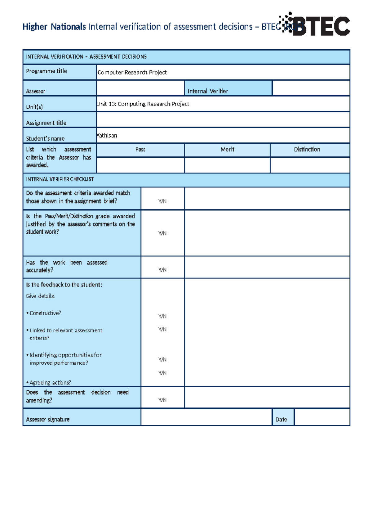 Unit 13- Computing Reseach Project Report - Yathisan - Higher Nationals ...