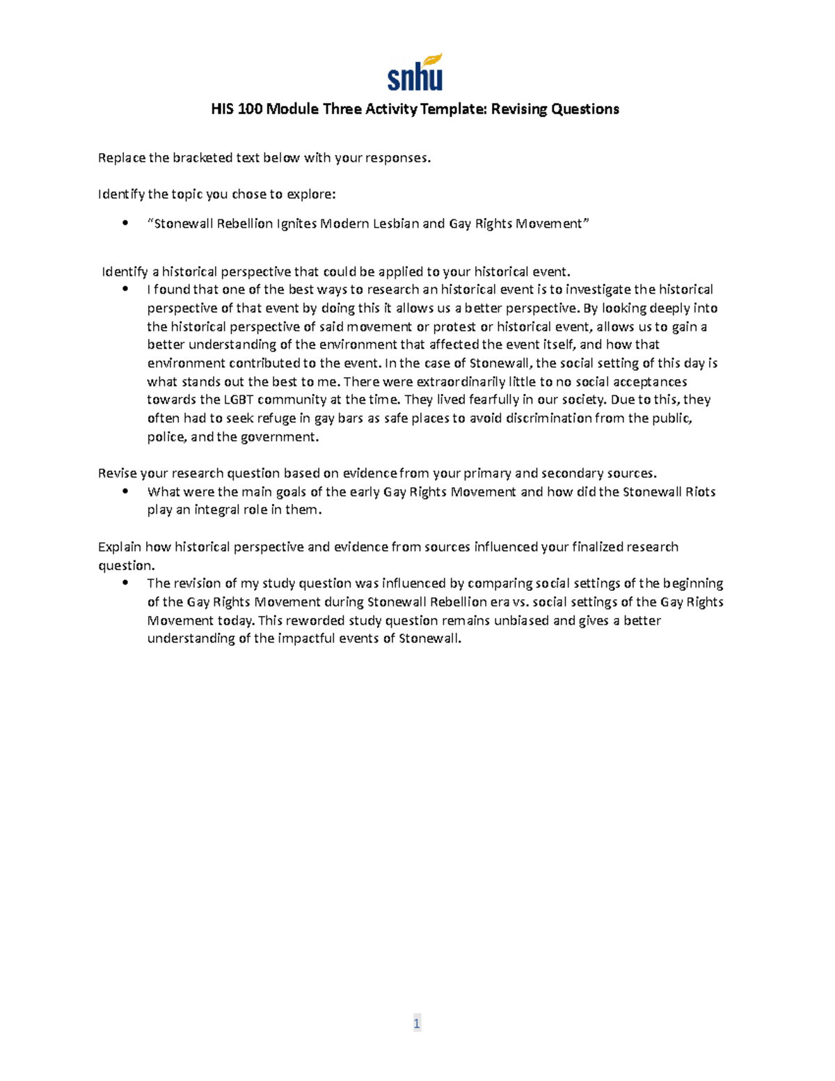 HIS 100 Module 3-2 - N\A - HIS 100 Module Three Activity Template ...