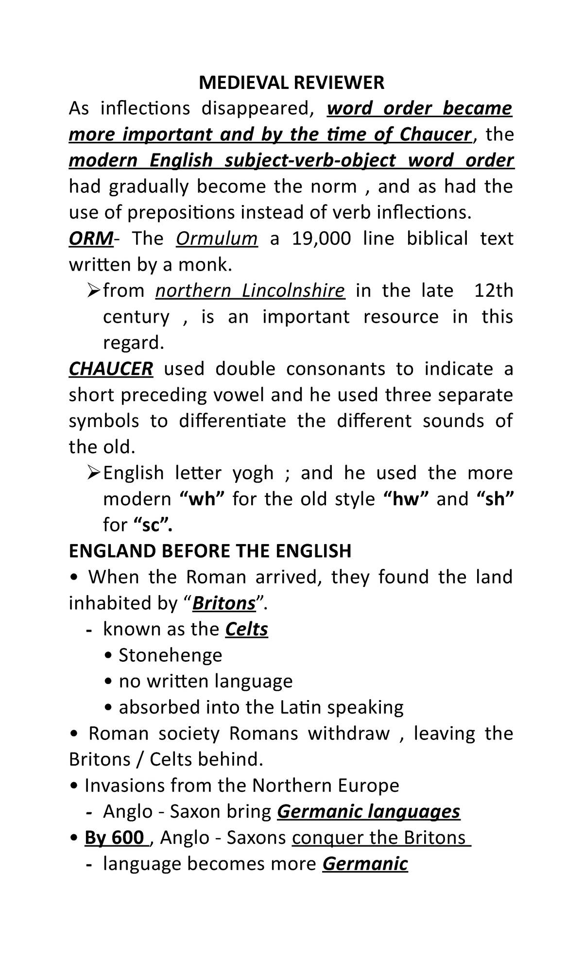 Medieval Reviewer - Notes - MEDIEVAL REVIEWER As inflections ...