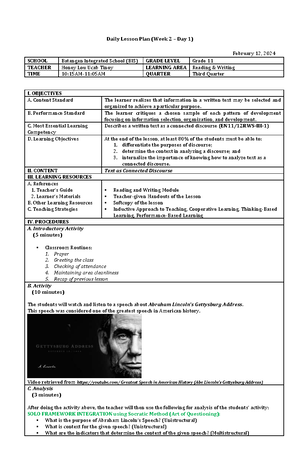 Q3 W2 D1 - Entrepreneurship DLP - Daily Lesson Plan (Week 2 – Day 1 ...