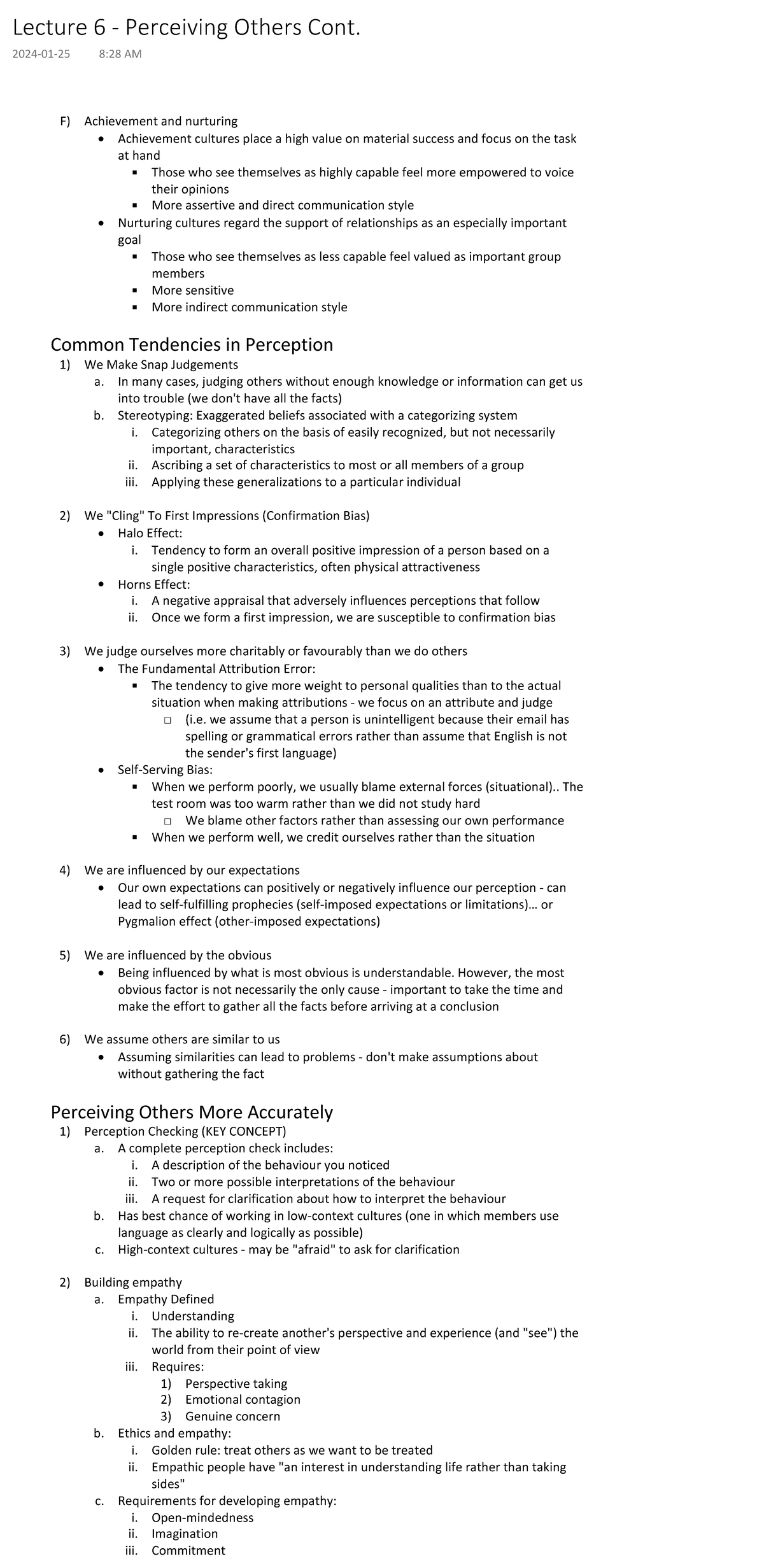 Lecture 6 - Perceiving Others Cont - Achievement and nurturing ...