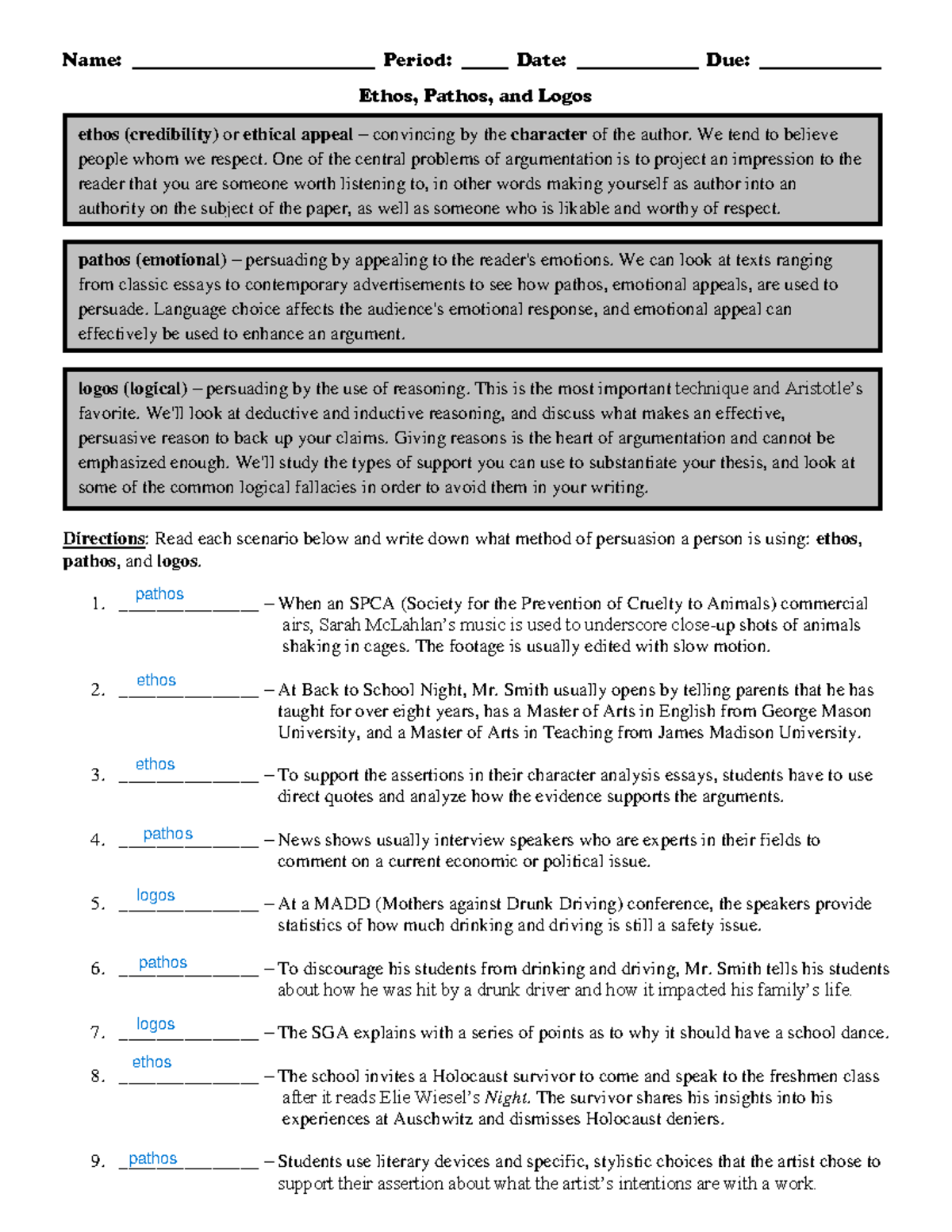 Ethos Pathosand Logos Worksheet-1 - Name ...