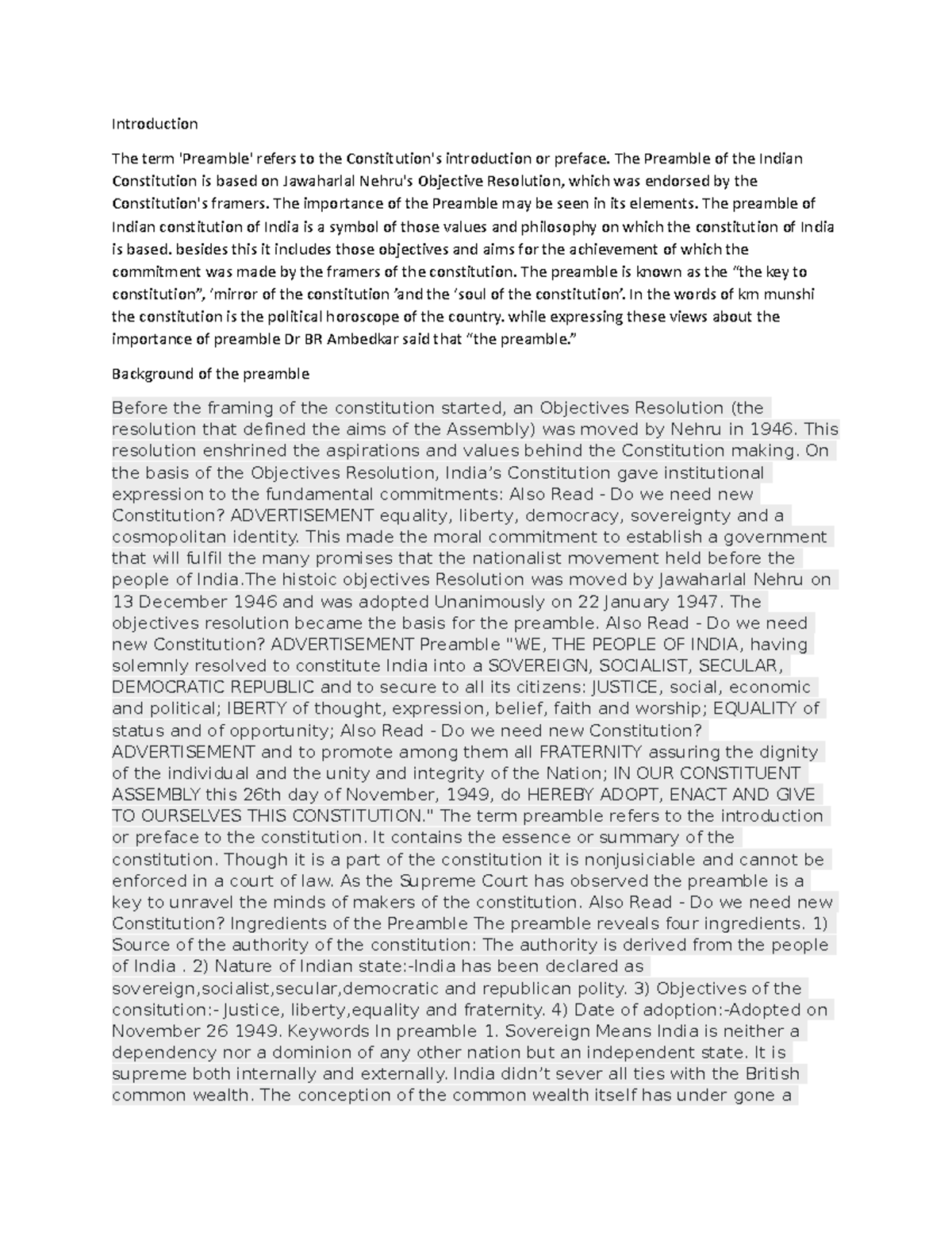 Introduction to preamble - Introduction The term 'Preamble' refers to ...