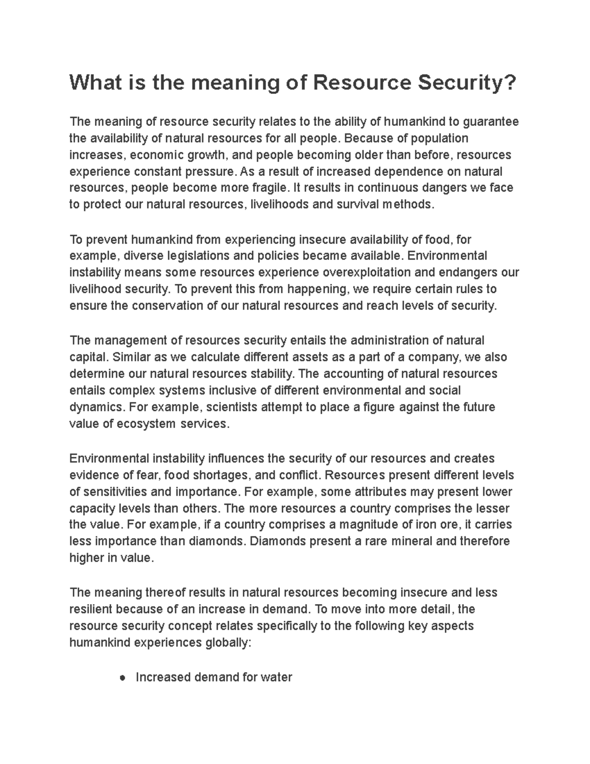 Resources Security - What is the meaning of Resource Security? The ...