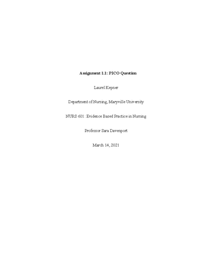 Synthesis Table example - NURS601 - Studocu