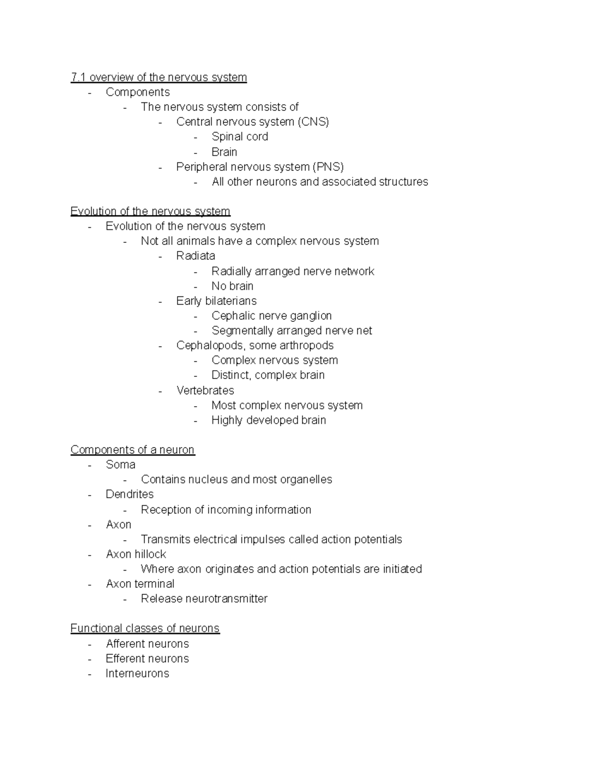 Lecture 3 - 7 overview of the nervous system - Components - The nervous ...