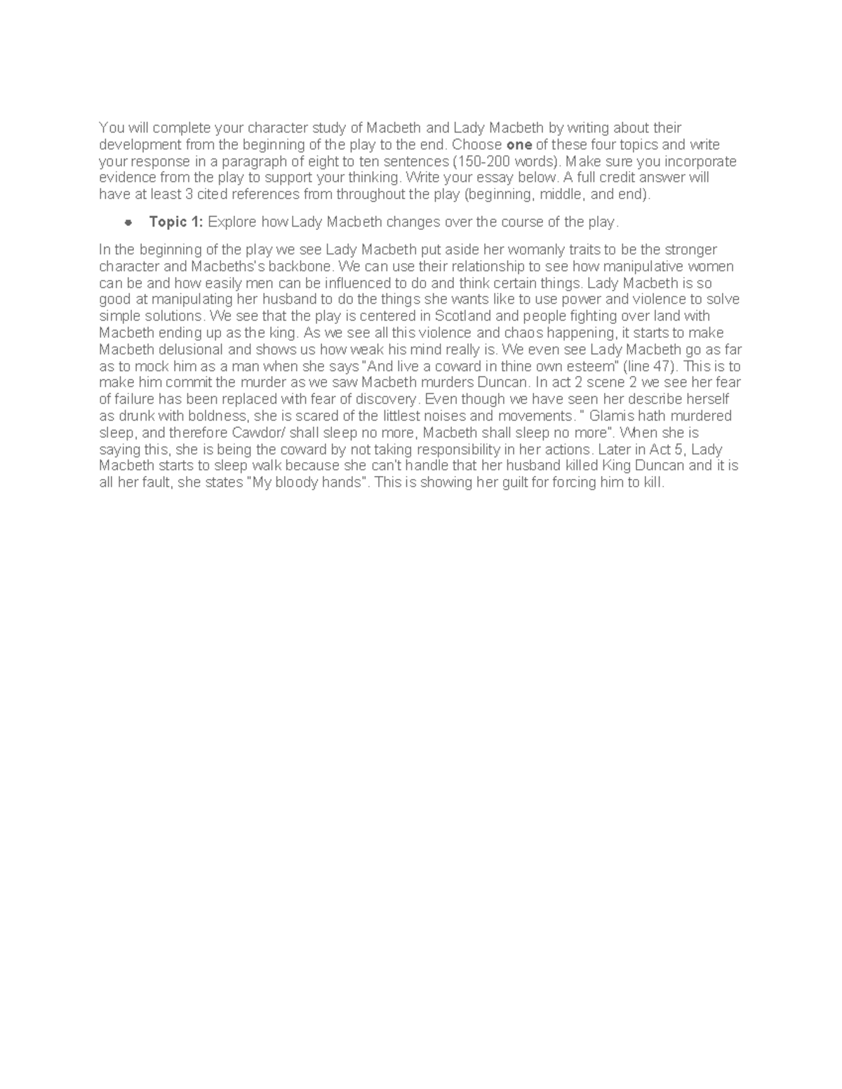 English assignment 4 - You will complete your character study of ...