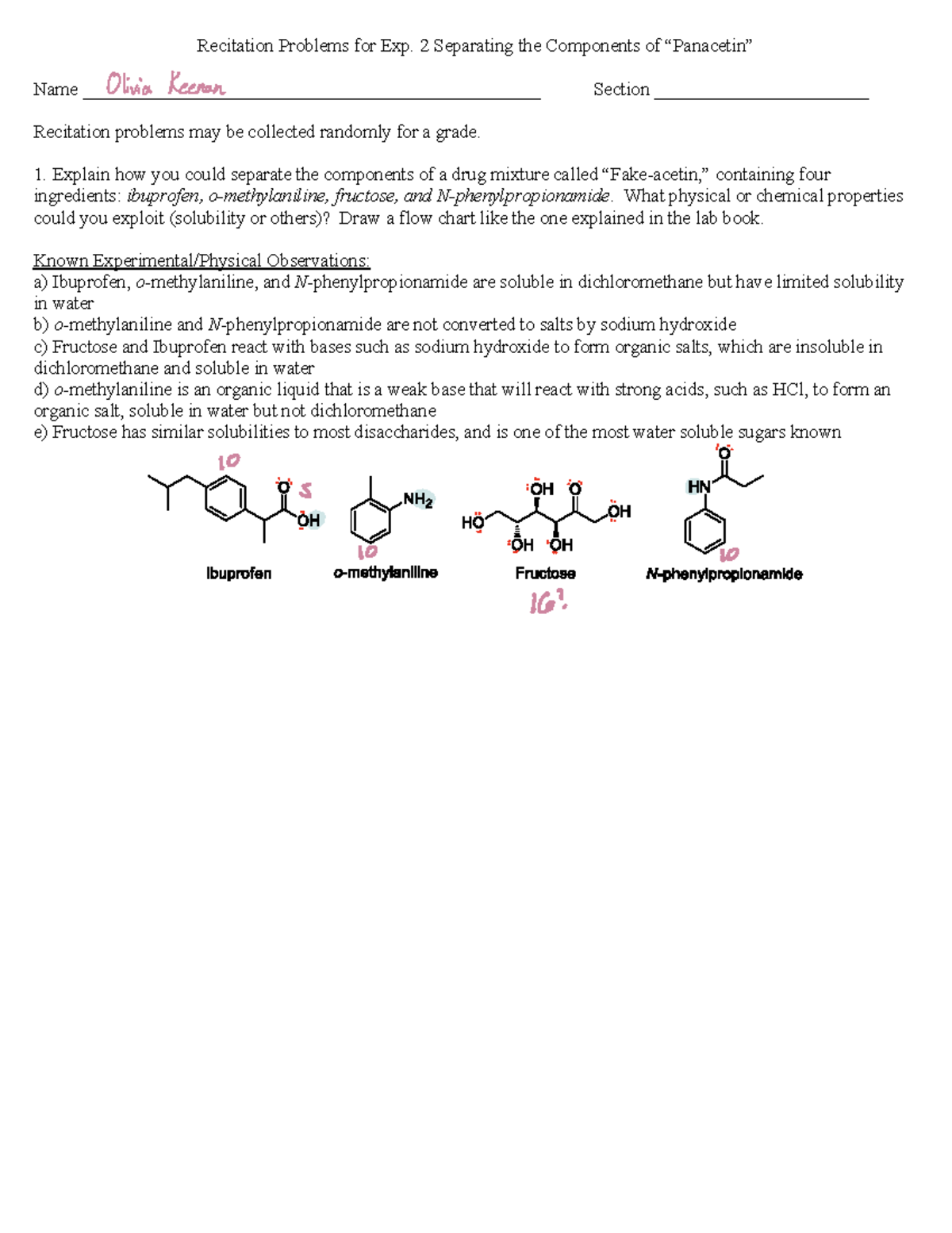 Recitation for Exp 2 - Recitation Problems for Exp. 2 Separating the ...