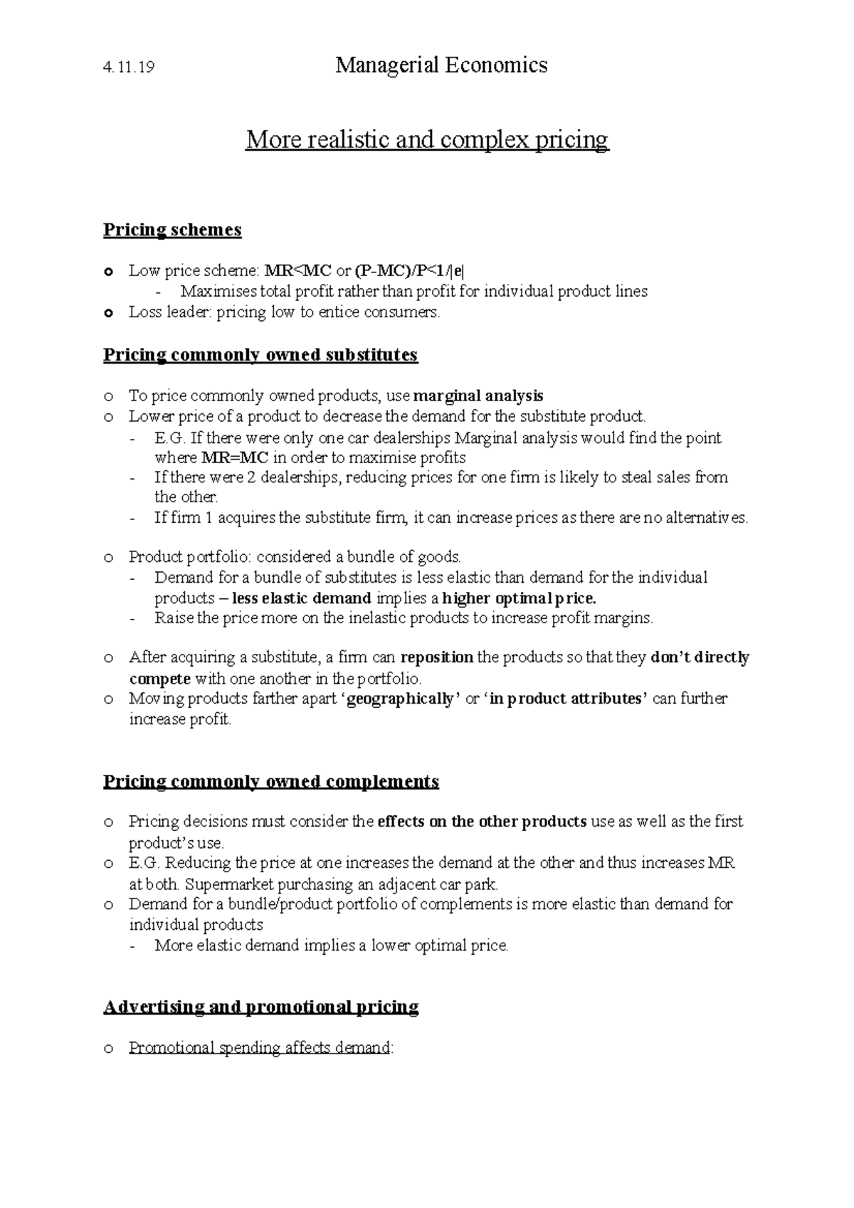 4.11.19 - More realistic and complex pricing - 4.11 Managerial ...