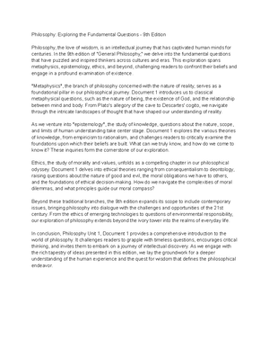 Philosophy 1-4 - Unit 1-4 Answers/Notes - Philosophy: The ...