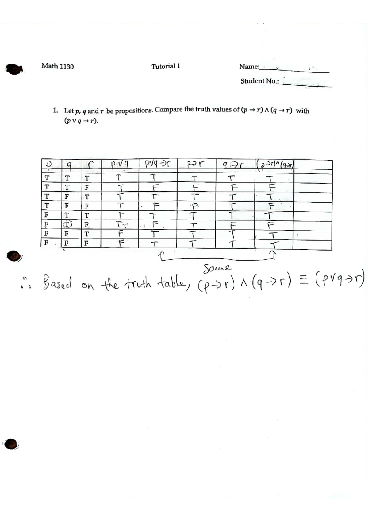Discrete 1 Tutorial Propositional Logic - MATH 1130 - Studocu