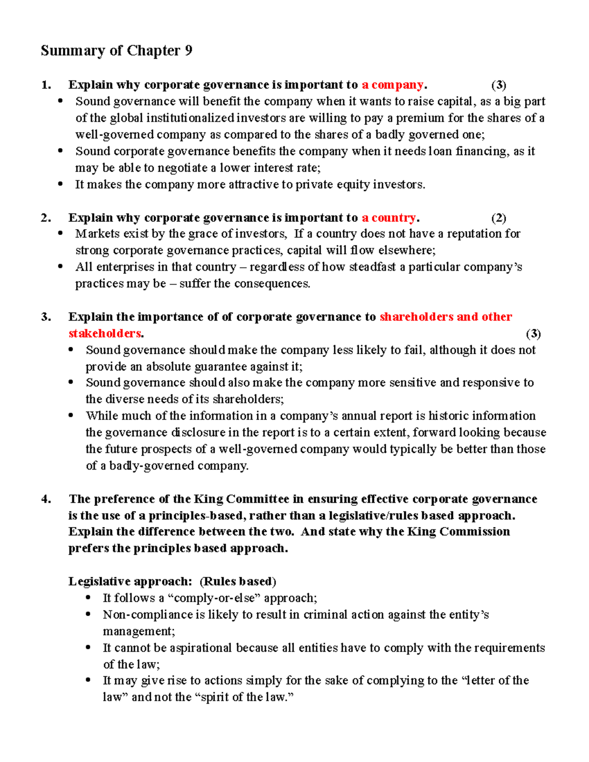 Summary Chapter 9 - these are exam questions and answers and this is ...