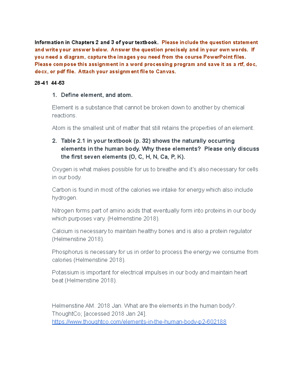 Ch. 2 & 3 Atoms and Chemical Bonds - Information in Chapters 2 and 3 of ...
