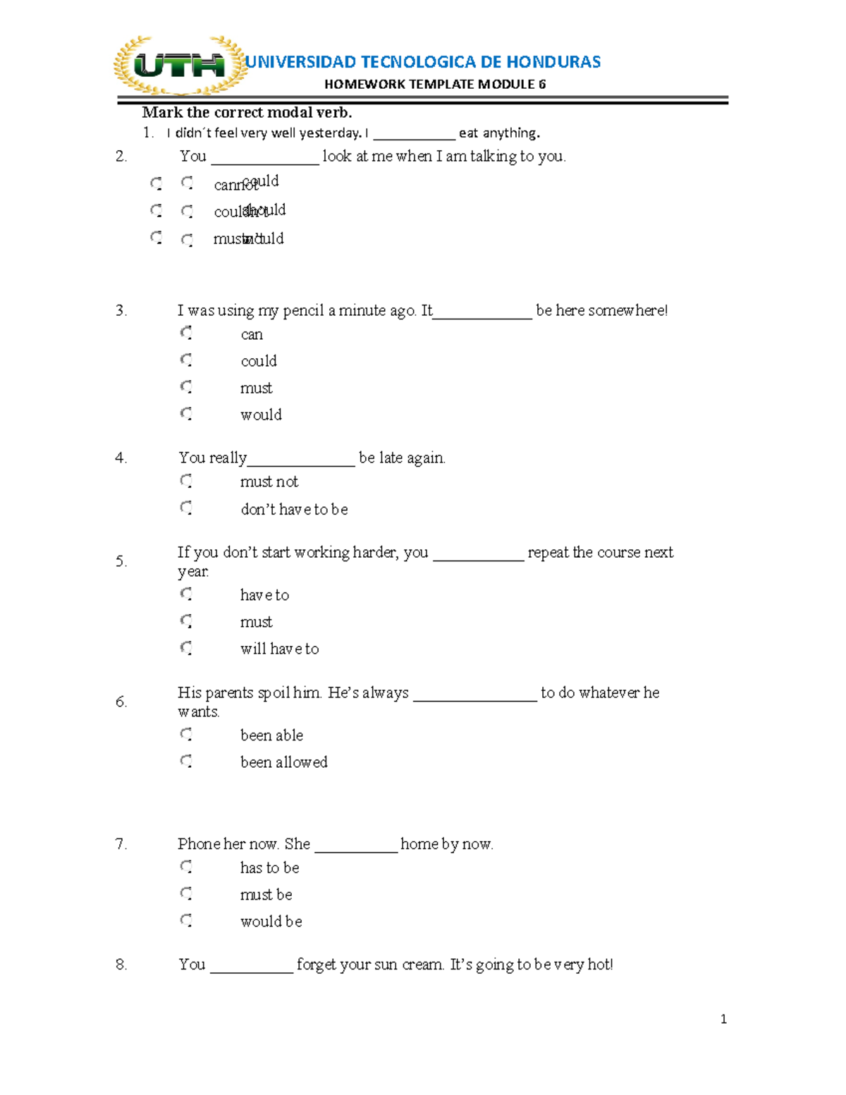 Homework Module 6 Template- Modals of Offer - HOMEWORK TEMPLATE MODULE ...