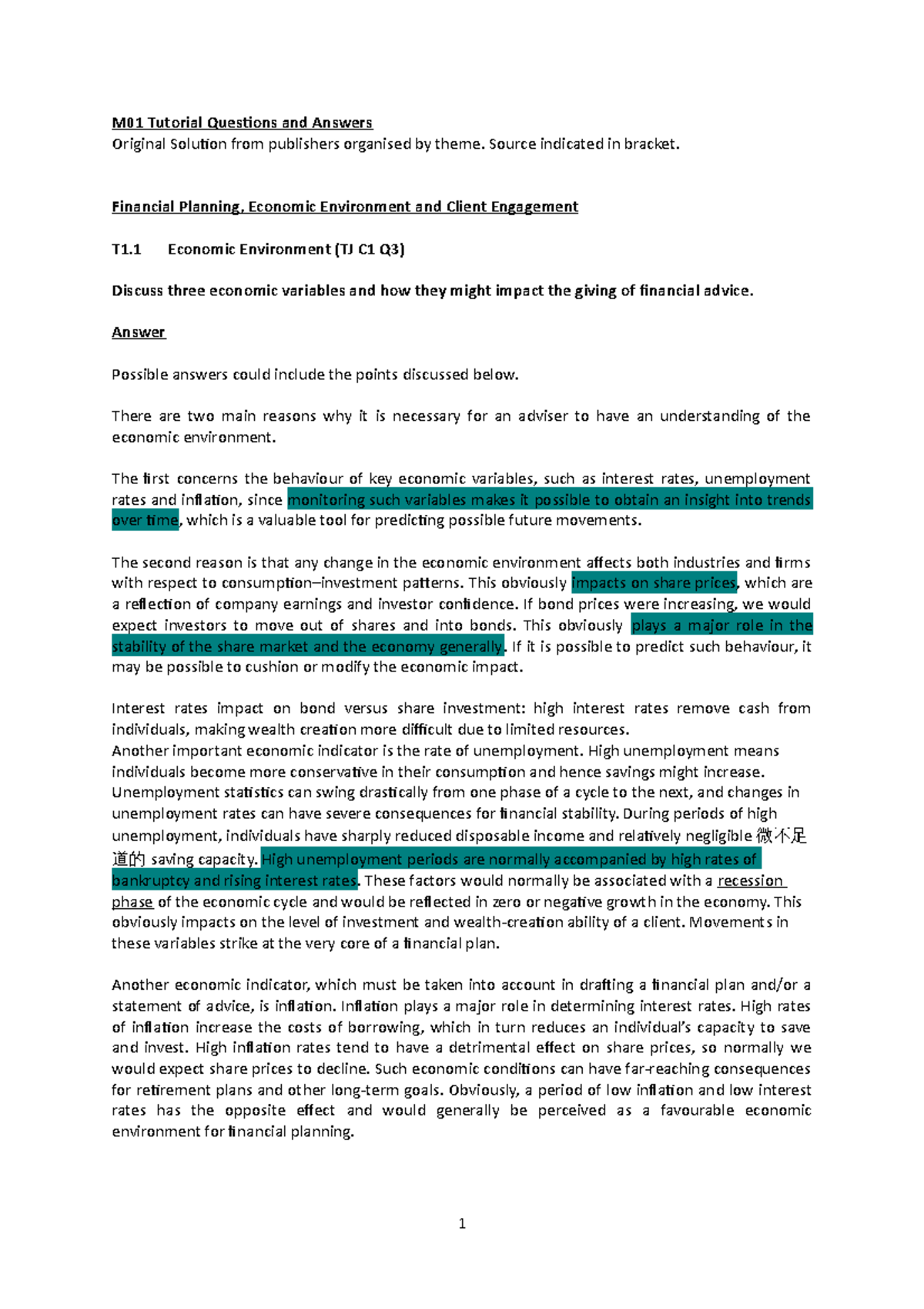 Tutorial M01 QA 2021 T2 - M01 Tutorial Questions and Answers Original ...