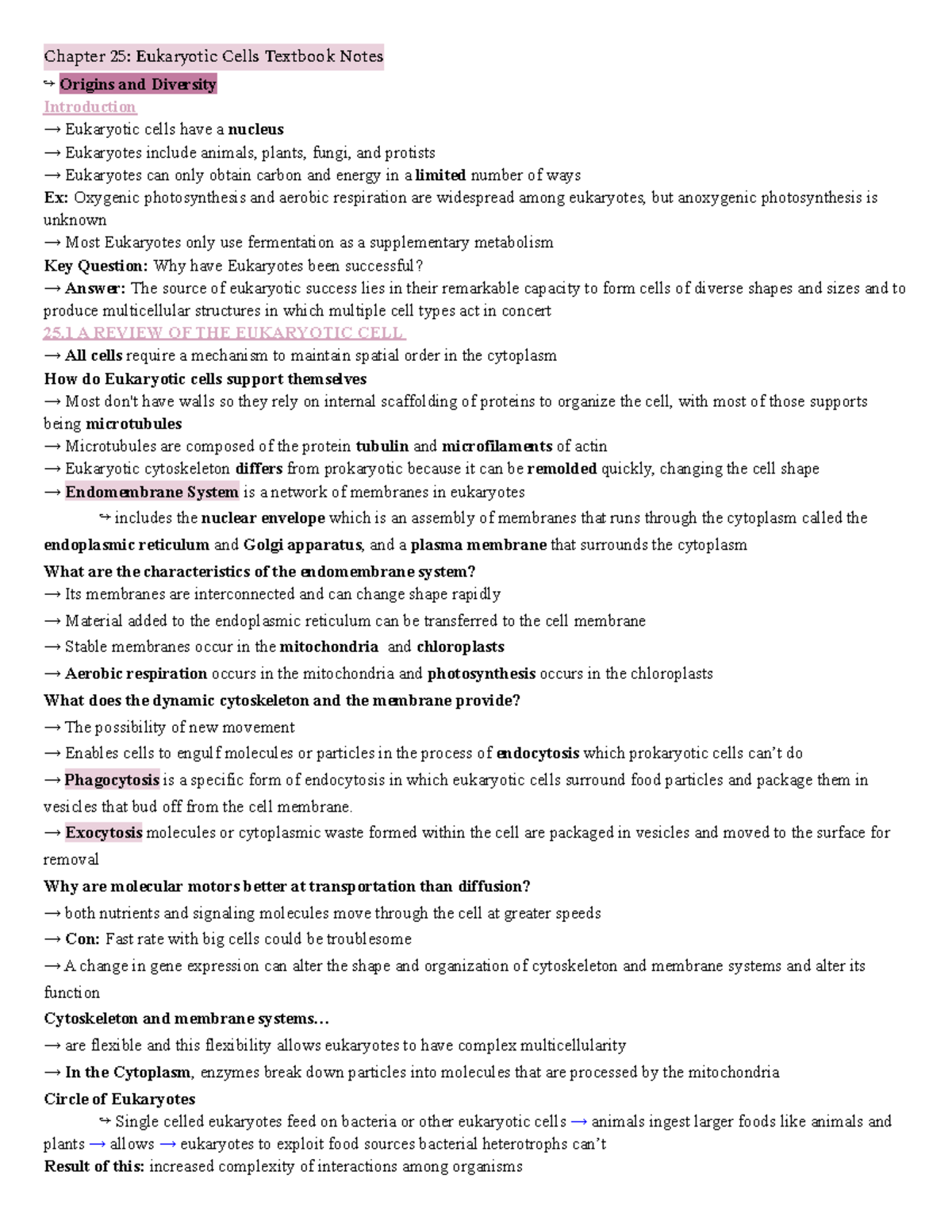 Chapter 25 Bio Notes - Chapter 25: Eukaryotic Cells Textbook Notes ↪ ...