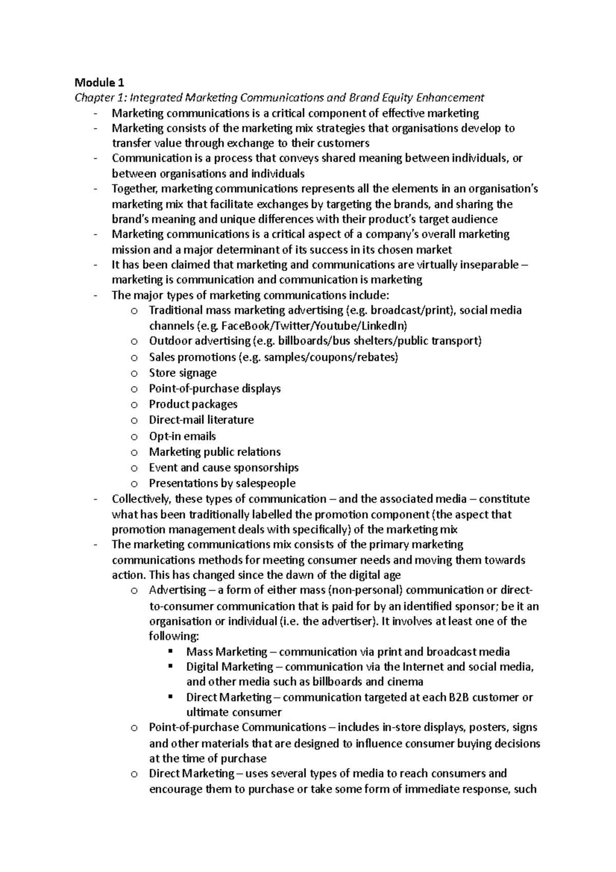 Marketing Communications - Module 1 - Module 1 Chapter 1: Integrated ...