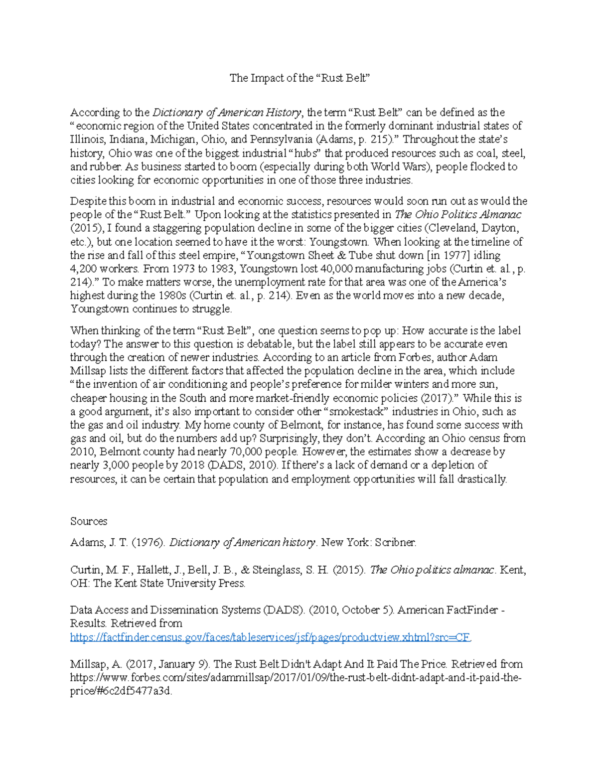 Module 6.2 Rust Belt - Grade: A - The Impact of the “Rust Belt ...