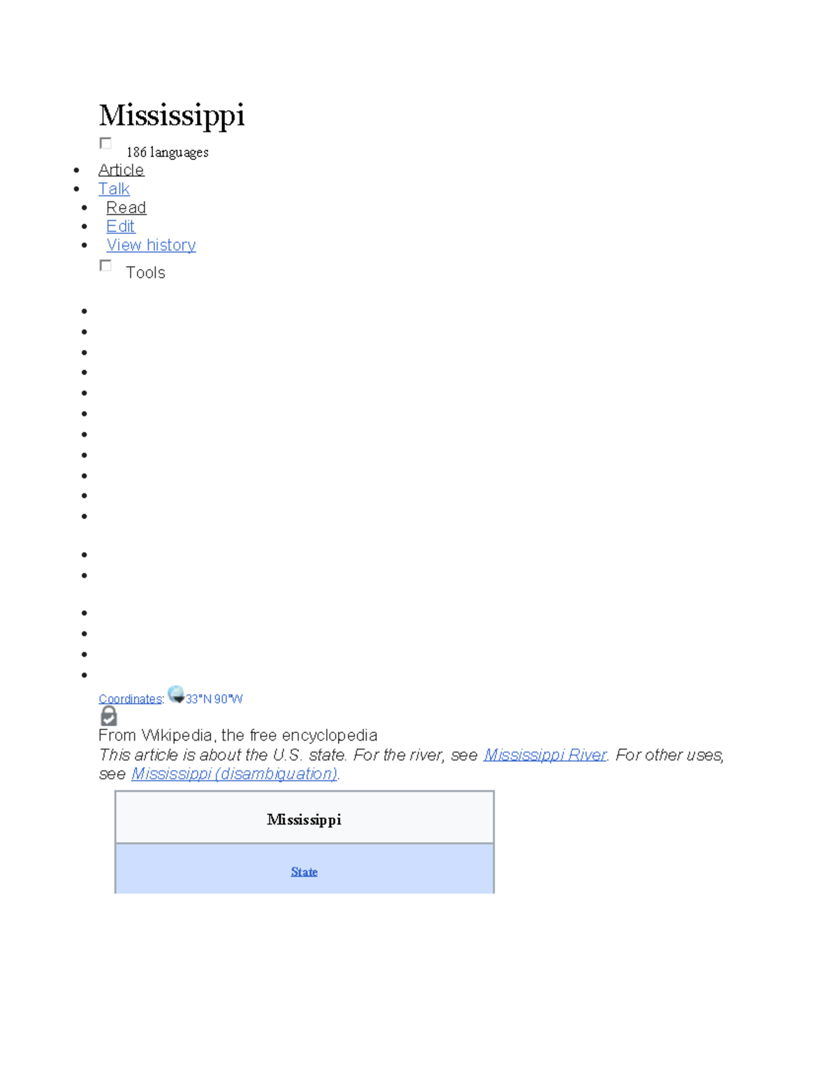 Mississippi Lecture - Mississippi 186 languages Article Talk Read Edit ...