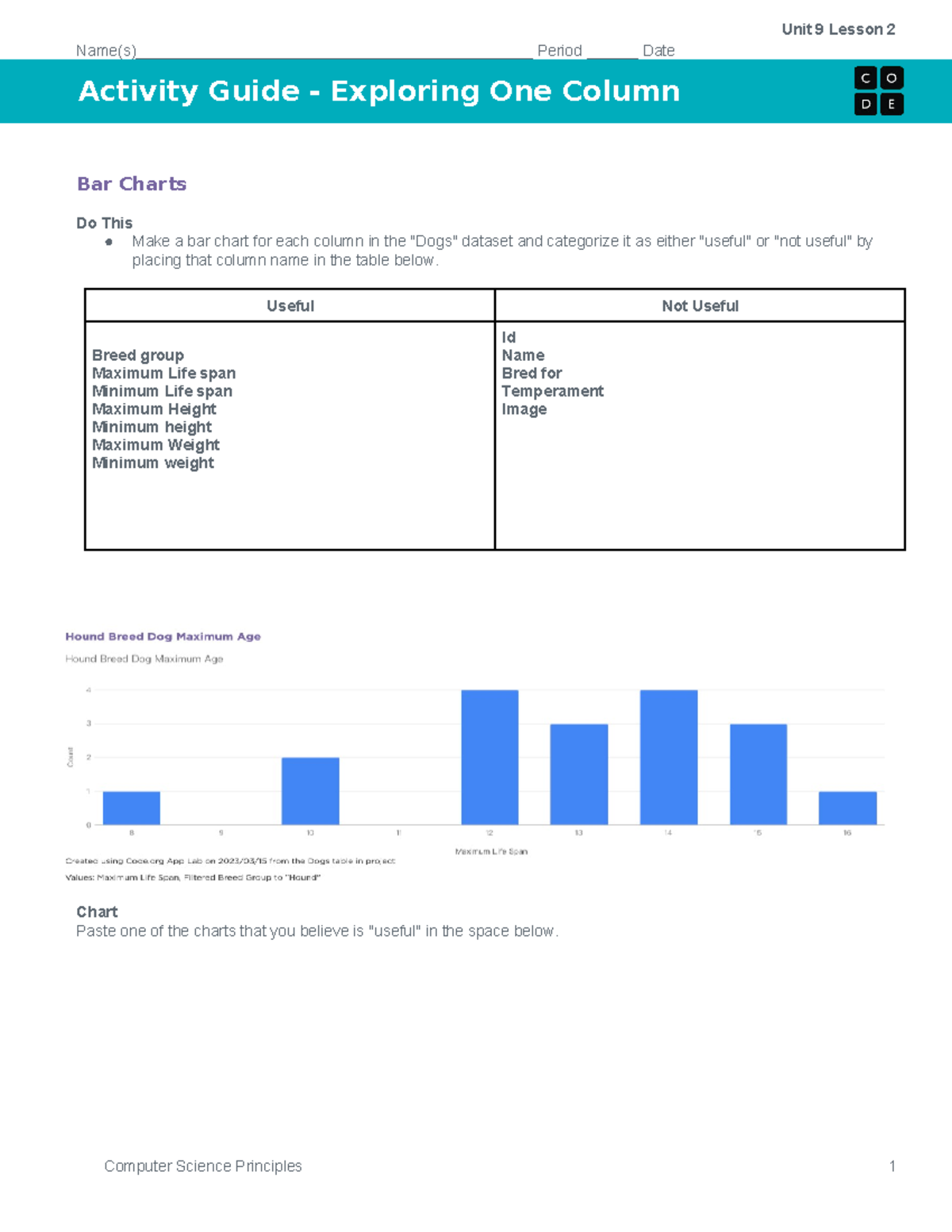 Activity Guide Exploring One Column - Unit 9 Lesson 2 - Studocu