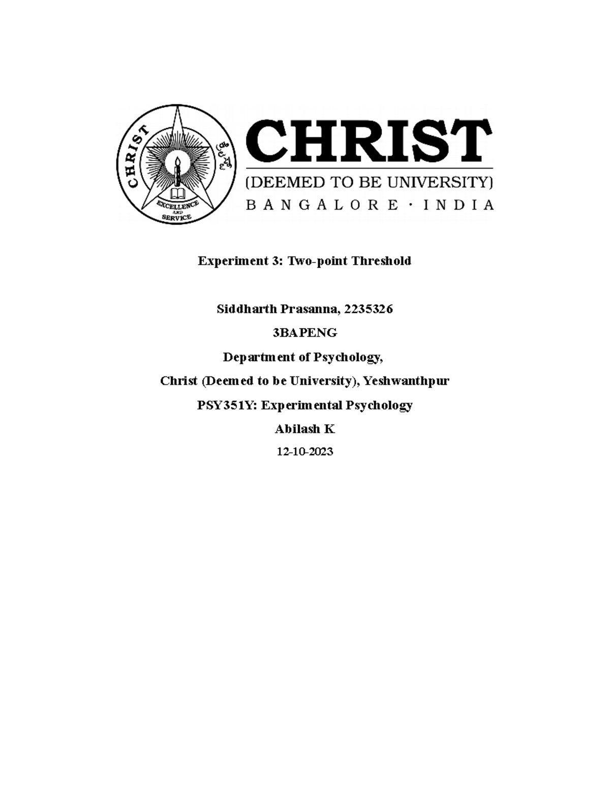 Two-point Threshold 2235326 - Experiment 3: Two-point Threshold ...