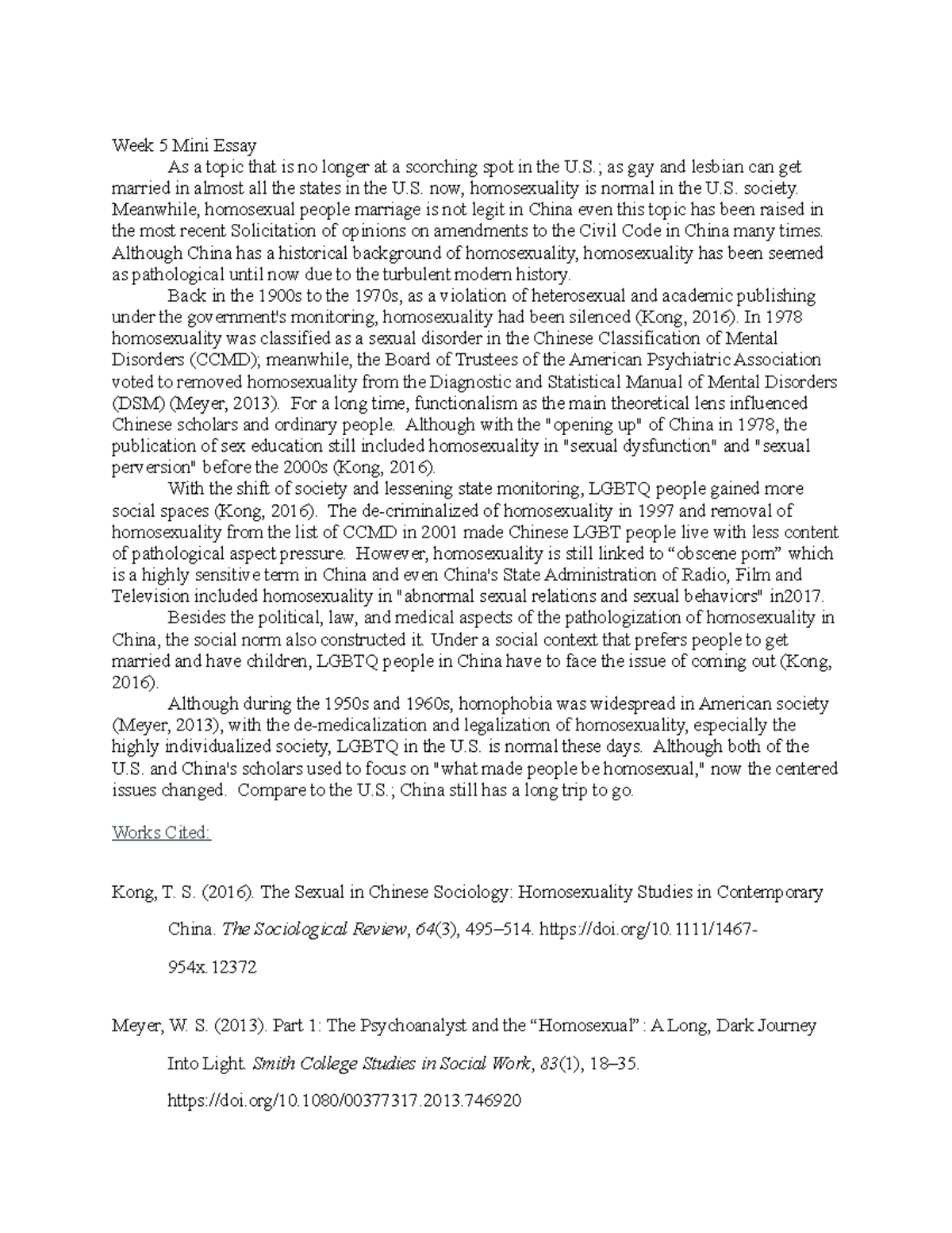 Week 5 Mini Essay - week assignment - Week 5 Mini Essay As a topic that ...