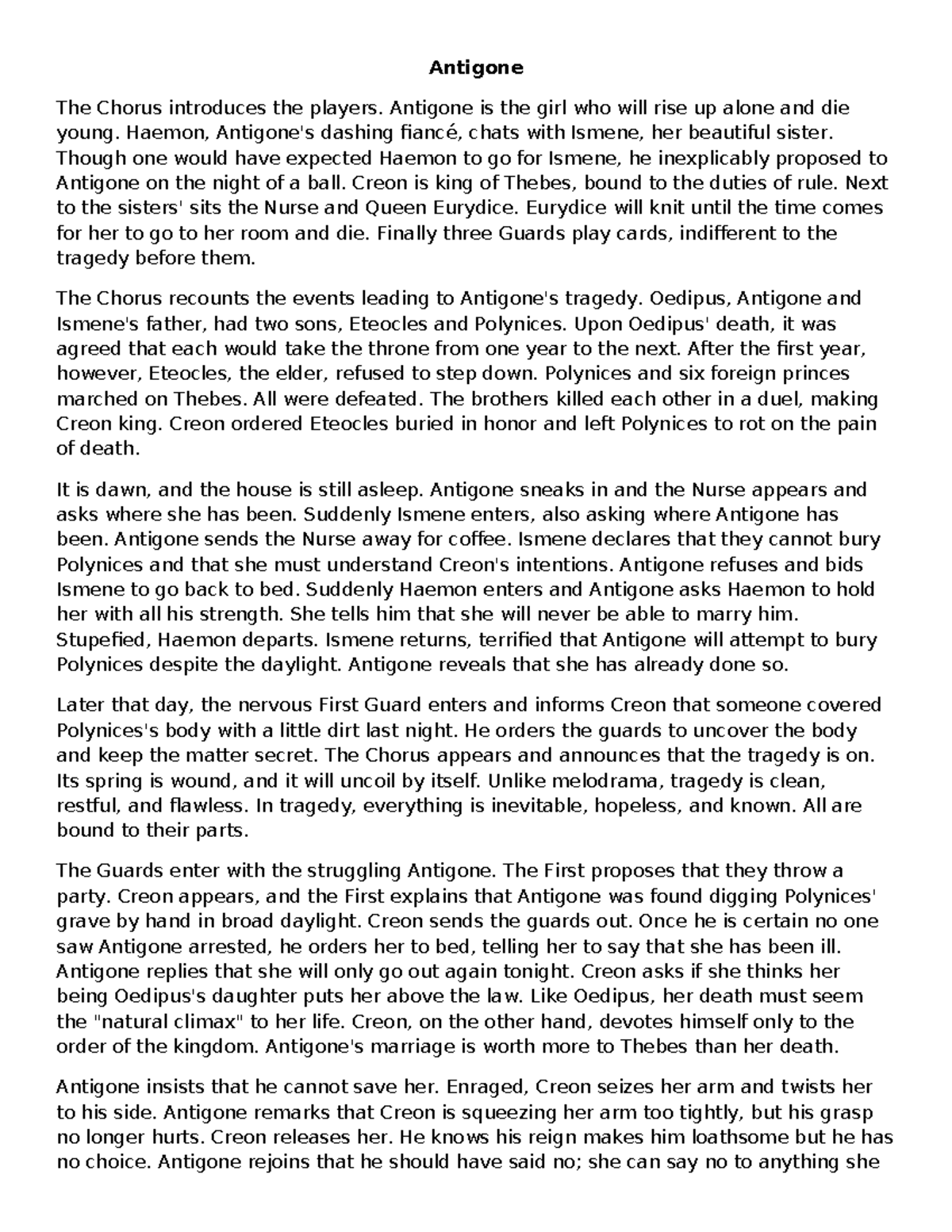 Antigone - none - Antigone The Chorus introduces the players. Antigone ...