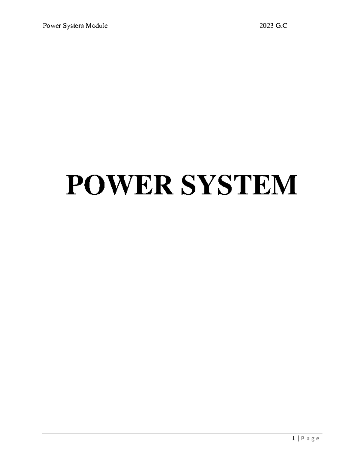 Module on Power System - SDFBGSRN - POWER SYSTEM Chapter 1 Fundamentals ...