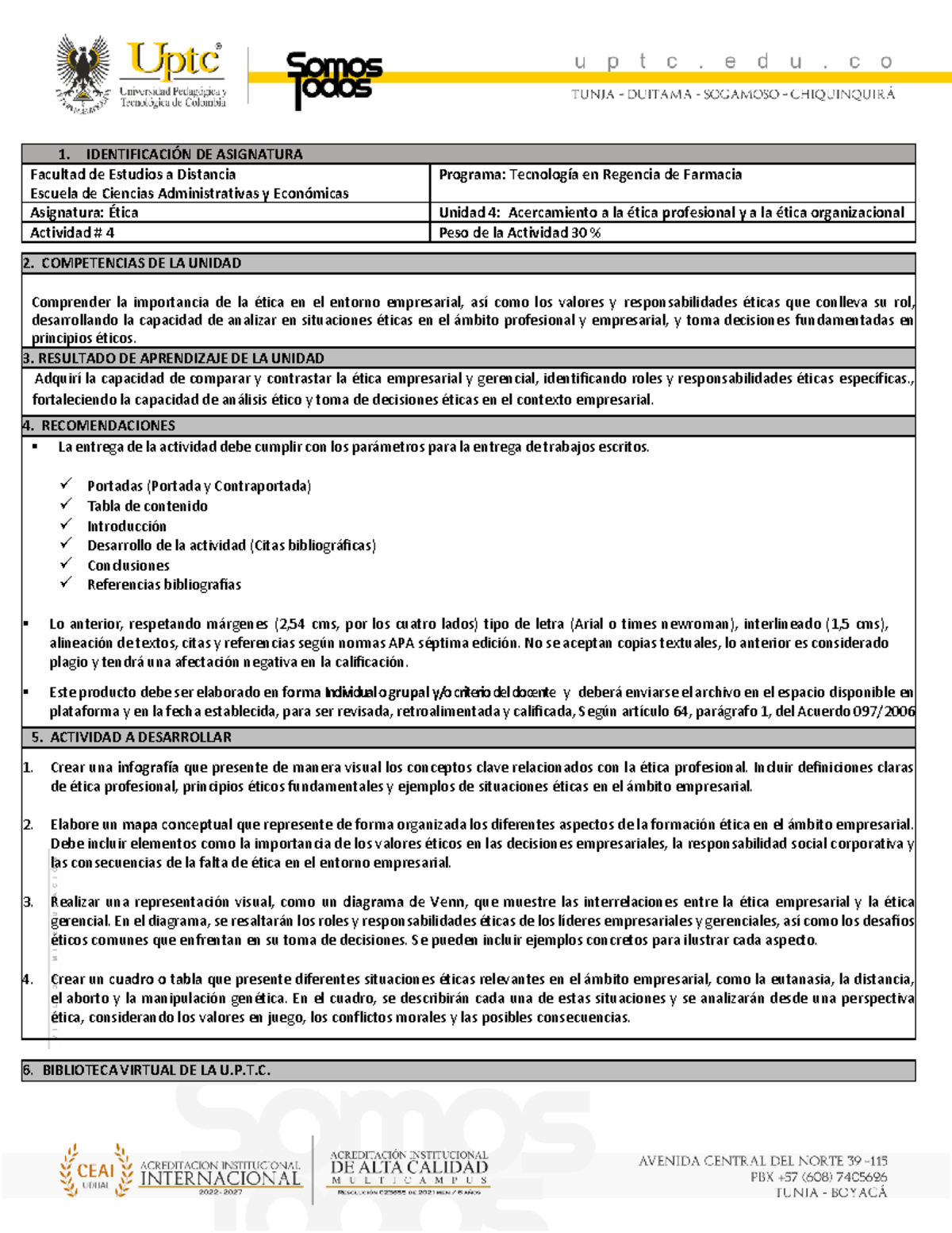 Actividad # 4 TRF Ética II 2023 - 1. IDENTIFICACIÓN DE ASIGNATURA Facultad de Estudios a ...