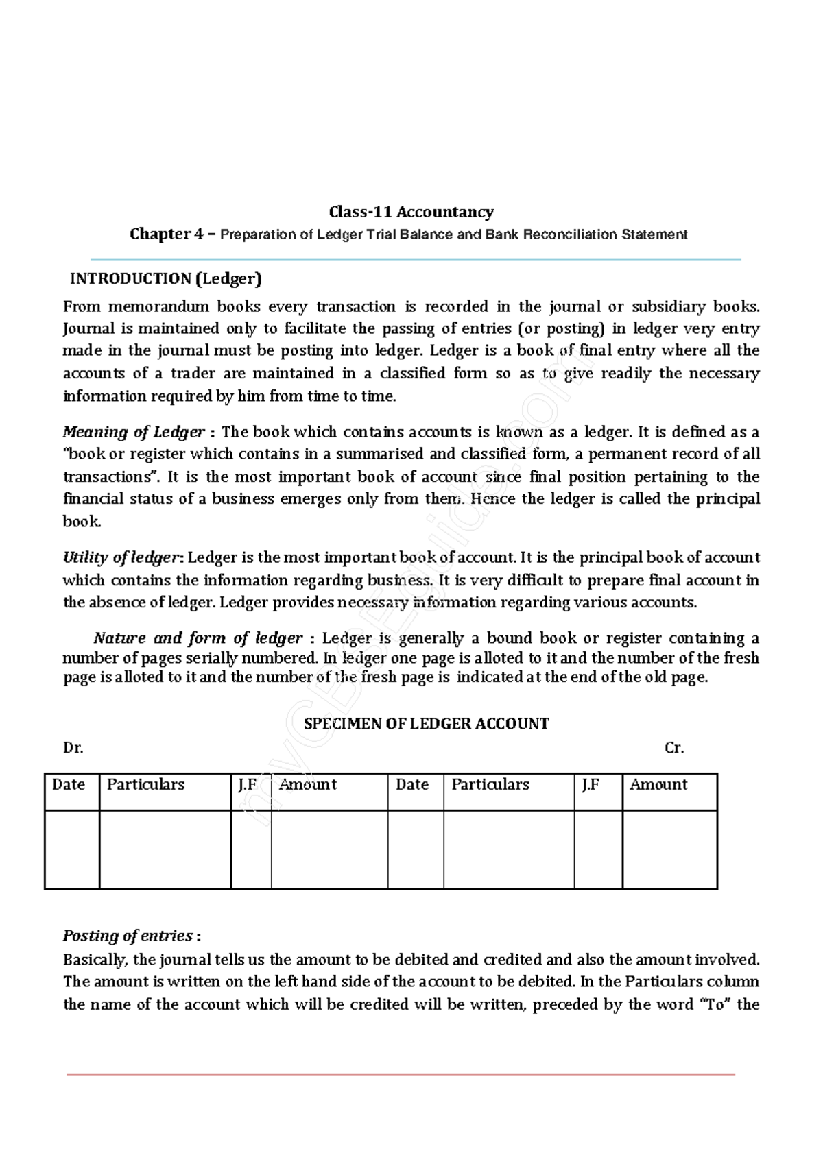Ledger trial balance and BRS - Class-11 Accountancy Chapter 4 ...