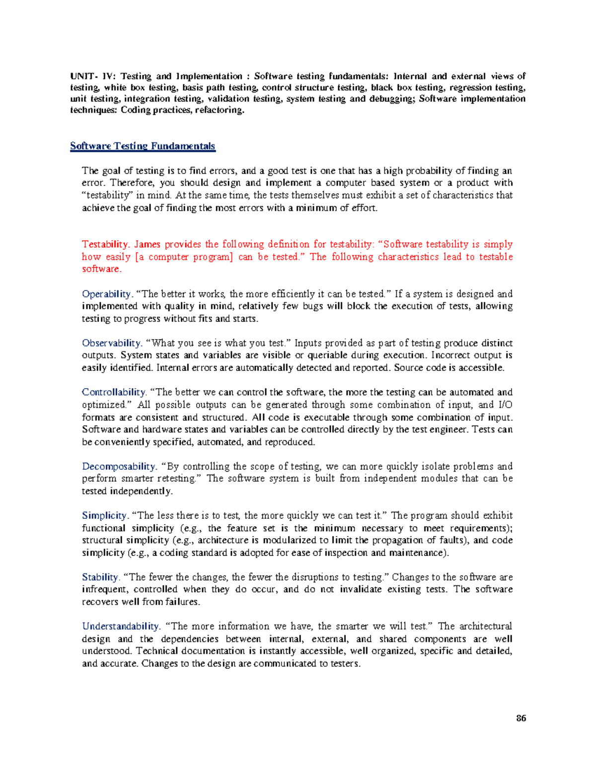 Testing AND Implementation - UNIT- IV: Testing and Implementation ...