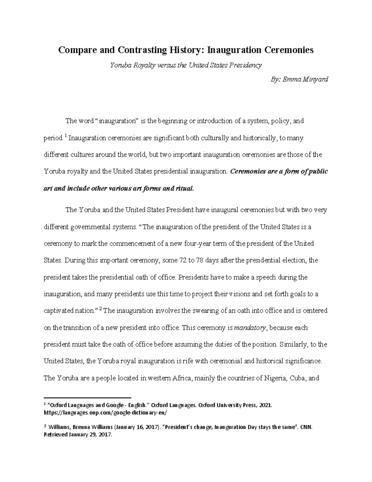 Inauguration Ceremonies - Compare and Contrasting History: Inauguration ...