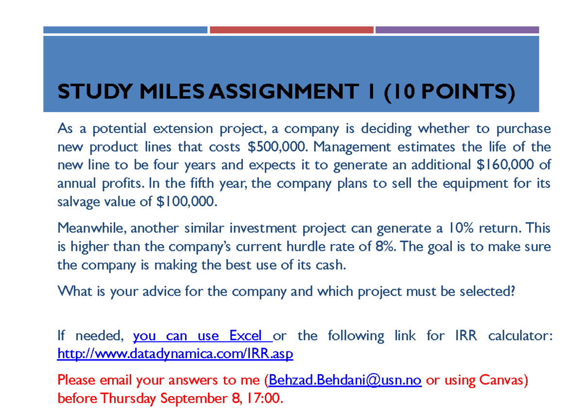 Study Miles Assignment 1 - STUDY MILES ASSIGNMENT 1 (10 POINTS) As a ...