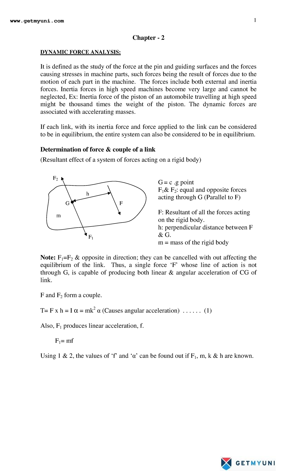 Mechanical engineering dynamics-of-machines dynamic-force-analysis ...