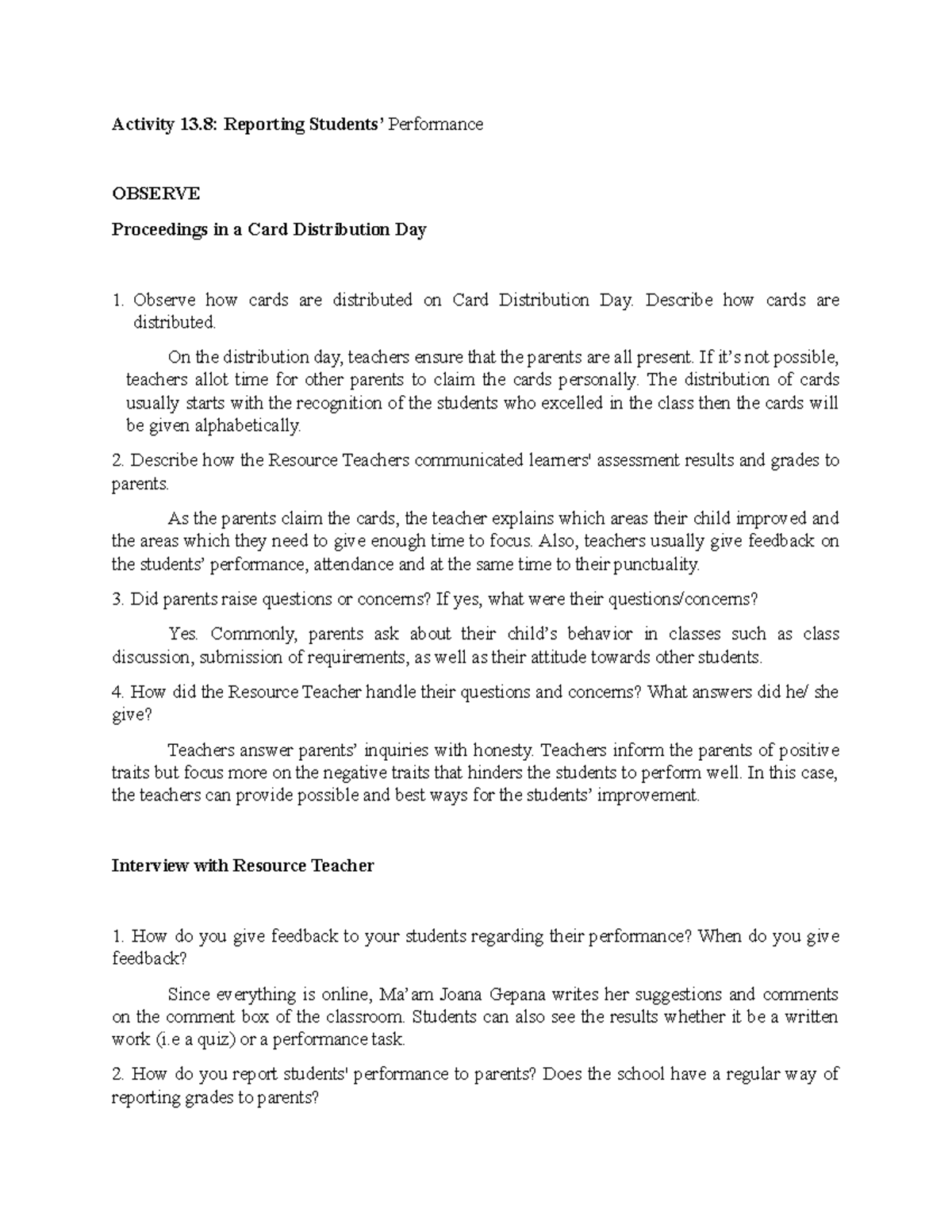 Activity 13..8 - Grade: 1 - Activity 13: Reporting Students ...