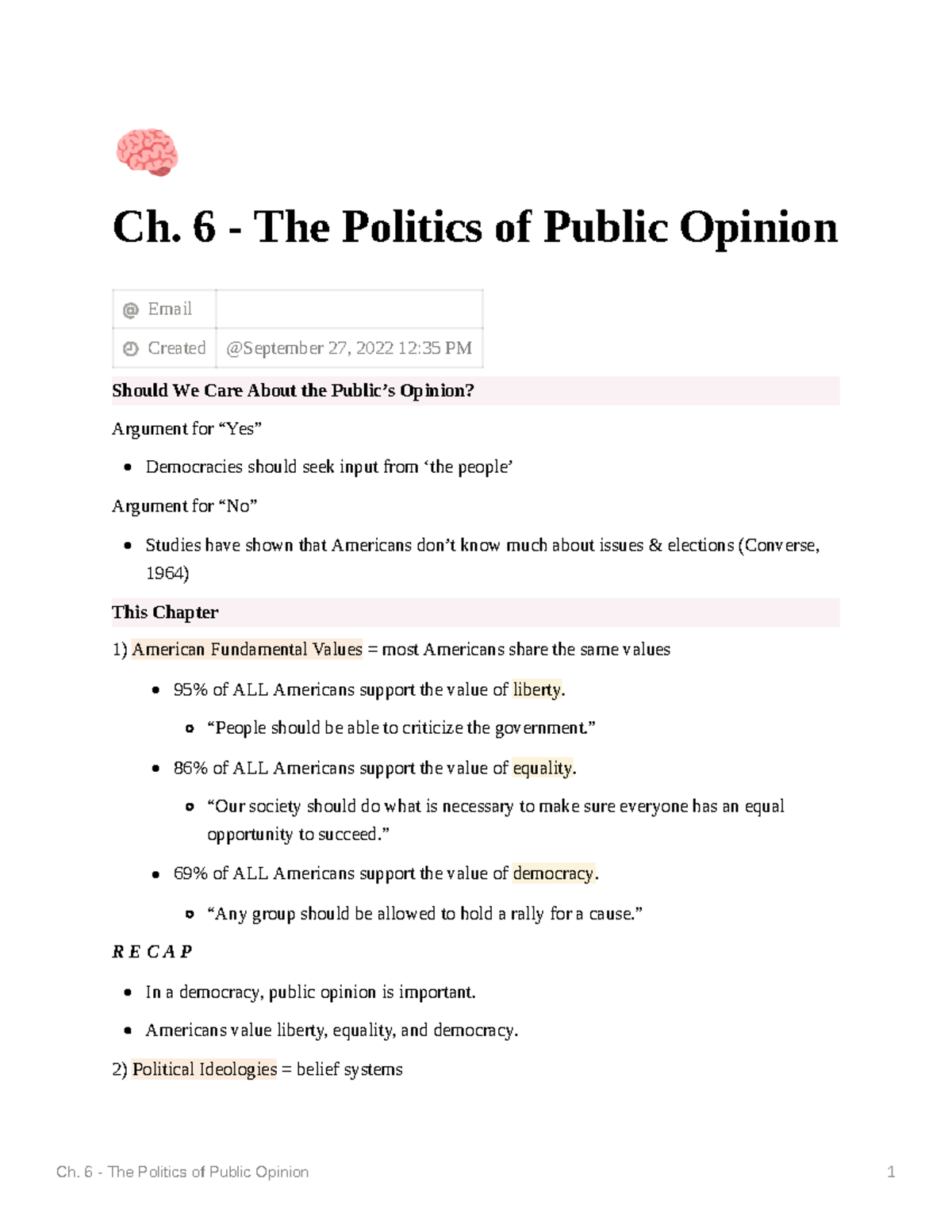 The Politics of Public Opinion - Ch. 6 - The Politics of Public Opinion ...