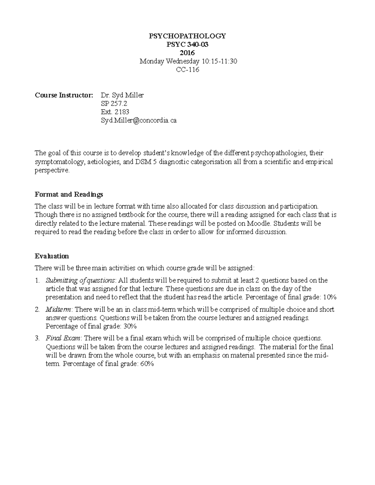 PSYC340 outline - PSYC 340 - Concordia - Studocu