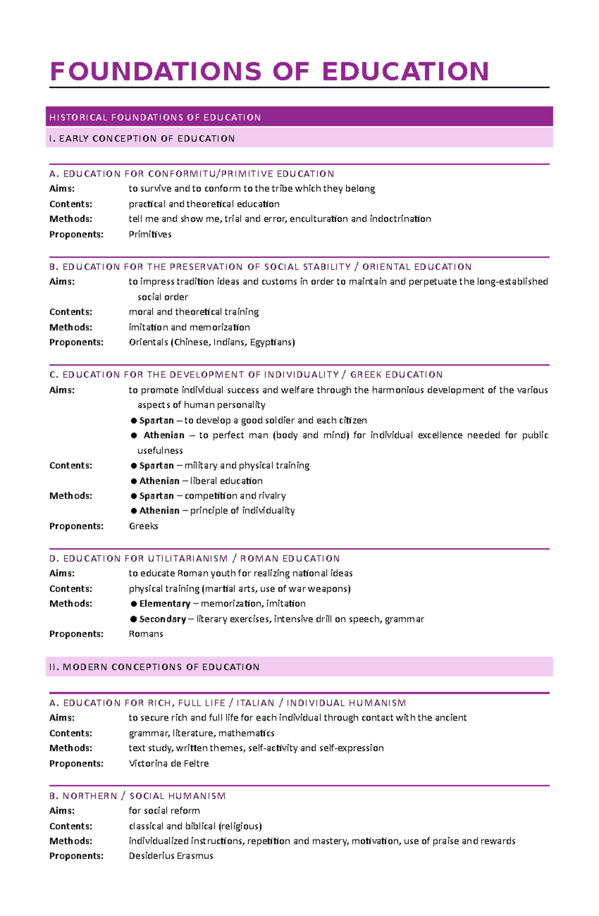 Foundations of Education - FOUNDATIONS OF EDUCATION HISTORICAL ...