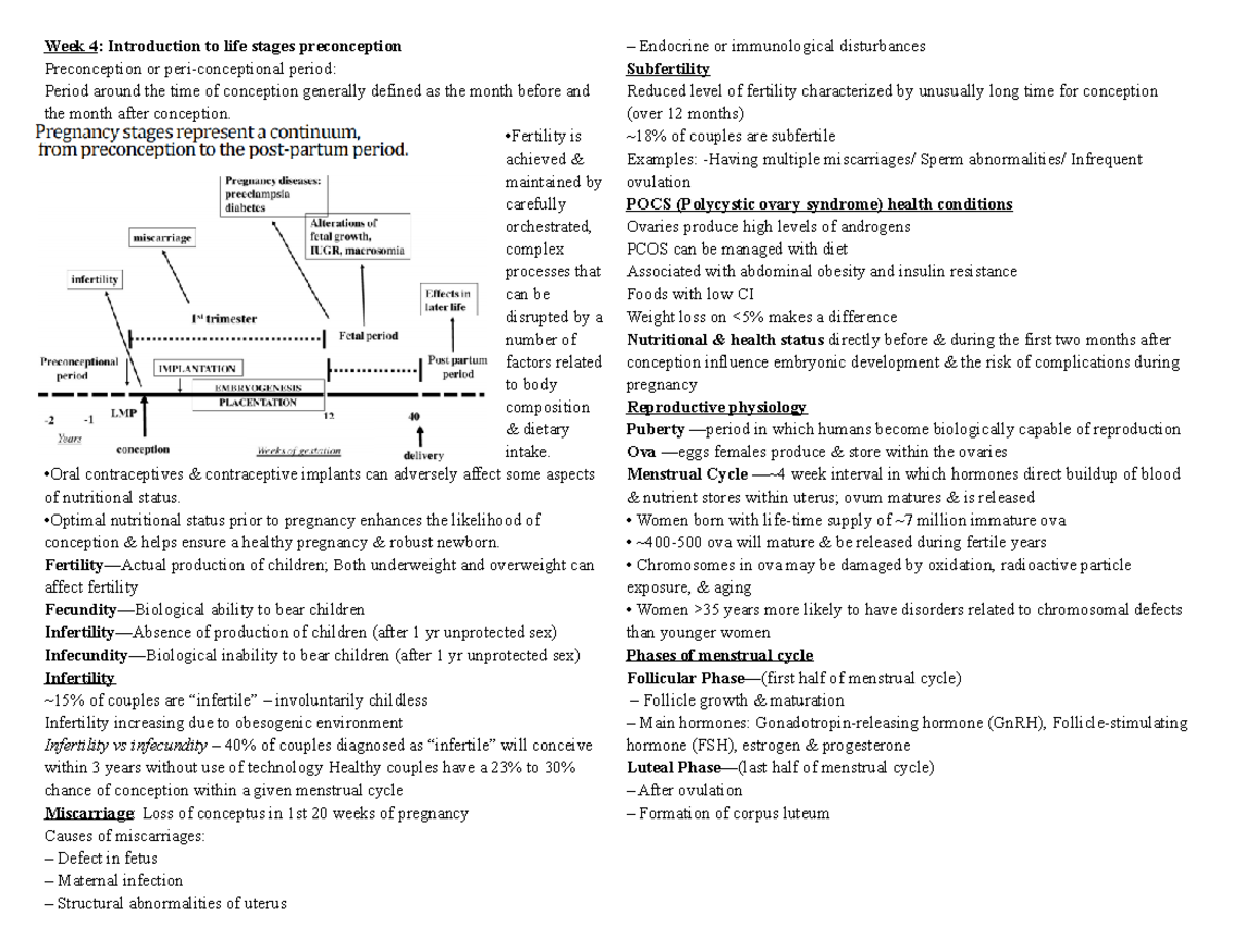 Exam - Summary Nutrition In The Lifespan - Week 4: Introduction to life ...