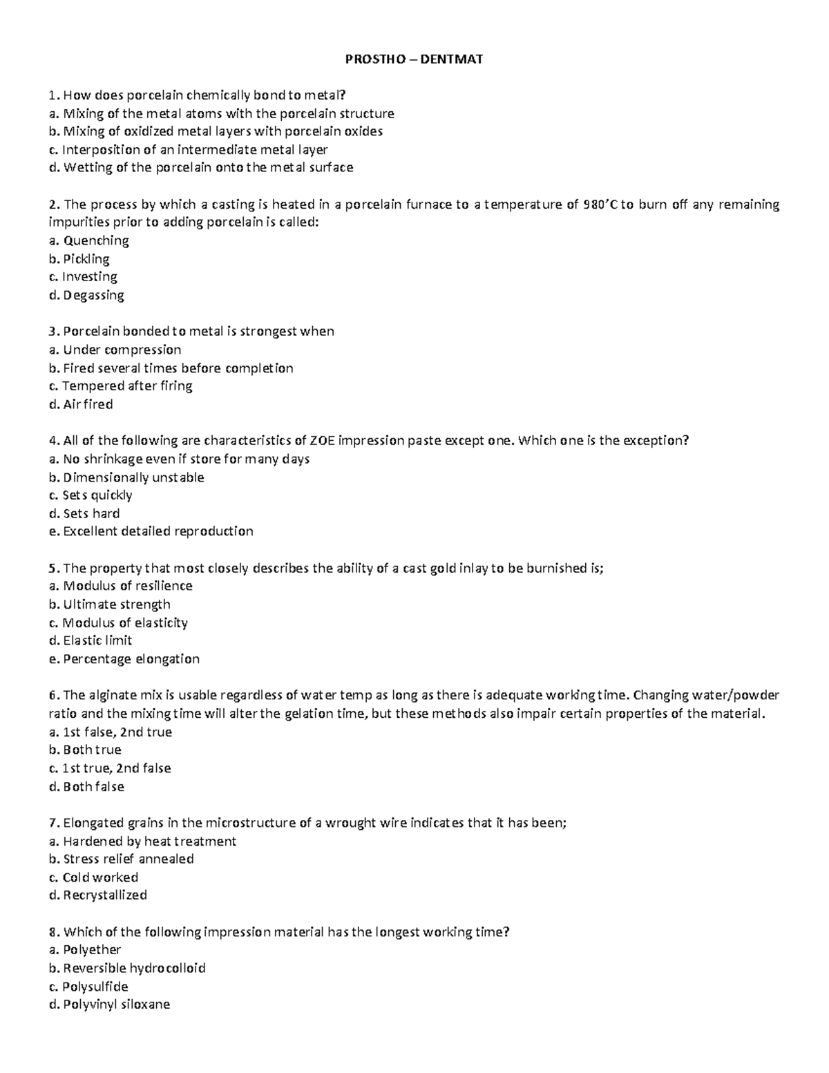 Prostho-dentmat revalida - PROSTHO – DENTMAT How does porcelain ...