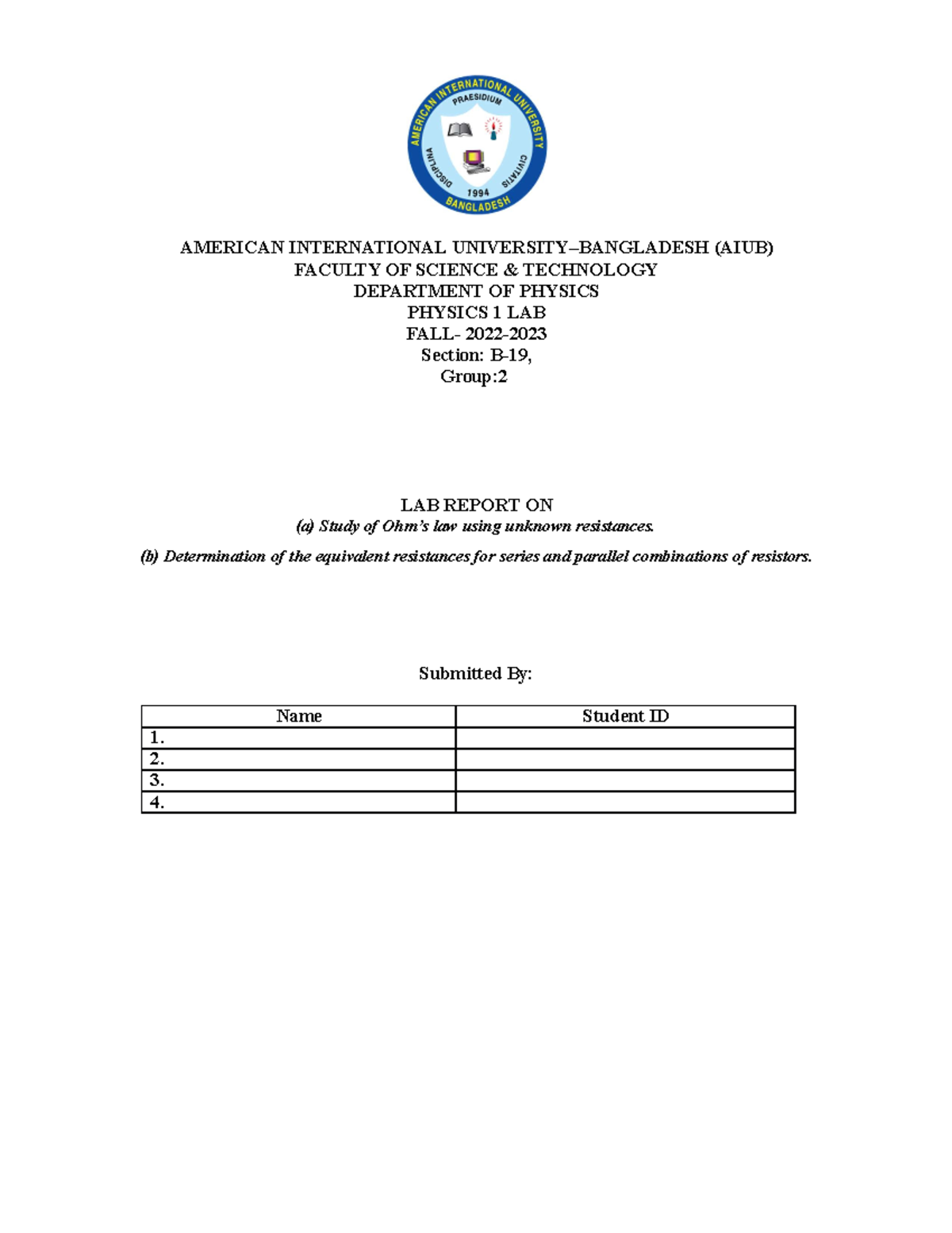 LAB Report 6 - enhieh - AMERICAN INTERNATIONAL UNIVERSITY–BANGLADESH ...