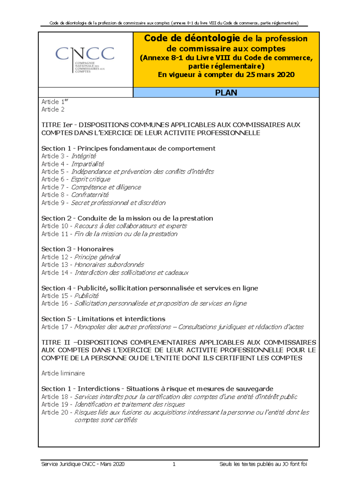 Code déontologie -CAC - Code de dÈontologie de la profession de ...