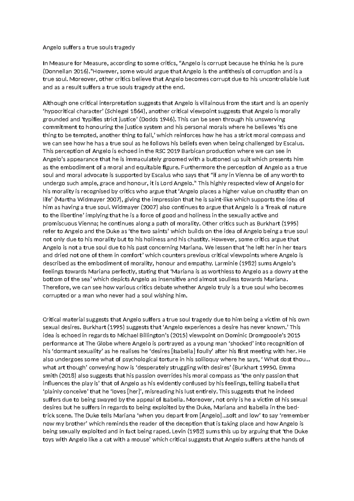 Angelo essay Measure for Measure - Angelo suffers a true souls tragedy ...