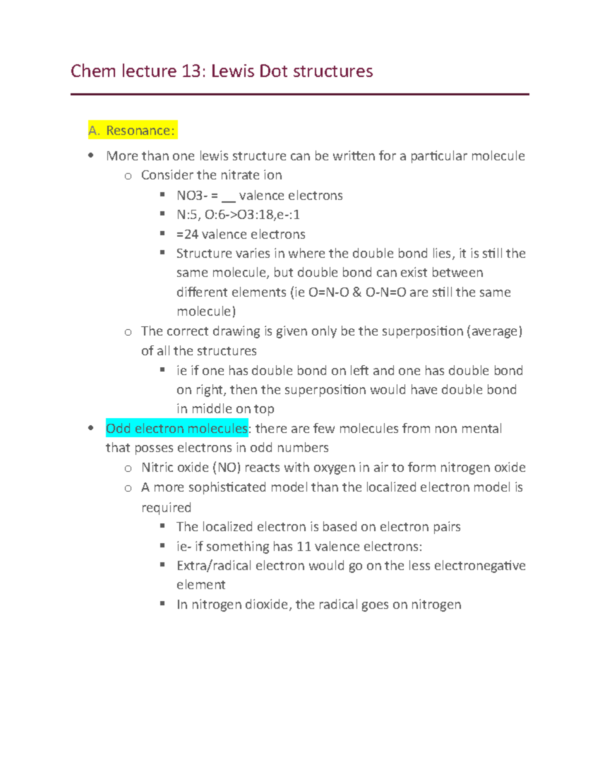 lecture notes lewis structures - Chem lecture 13: Lewis Dot structures ...
