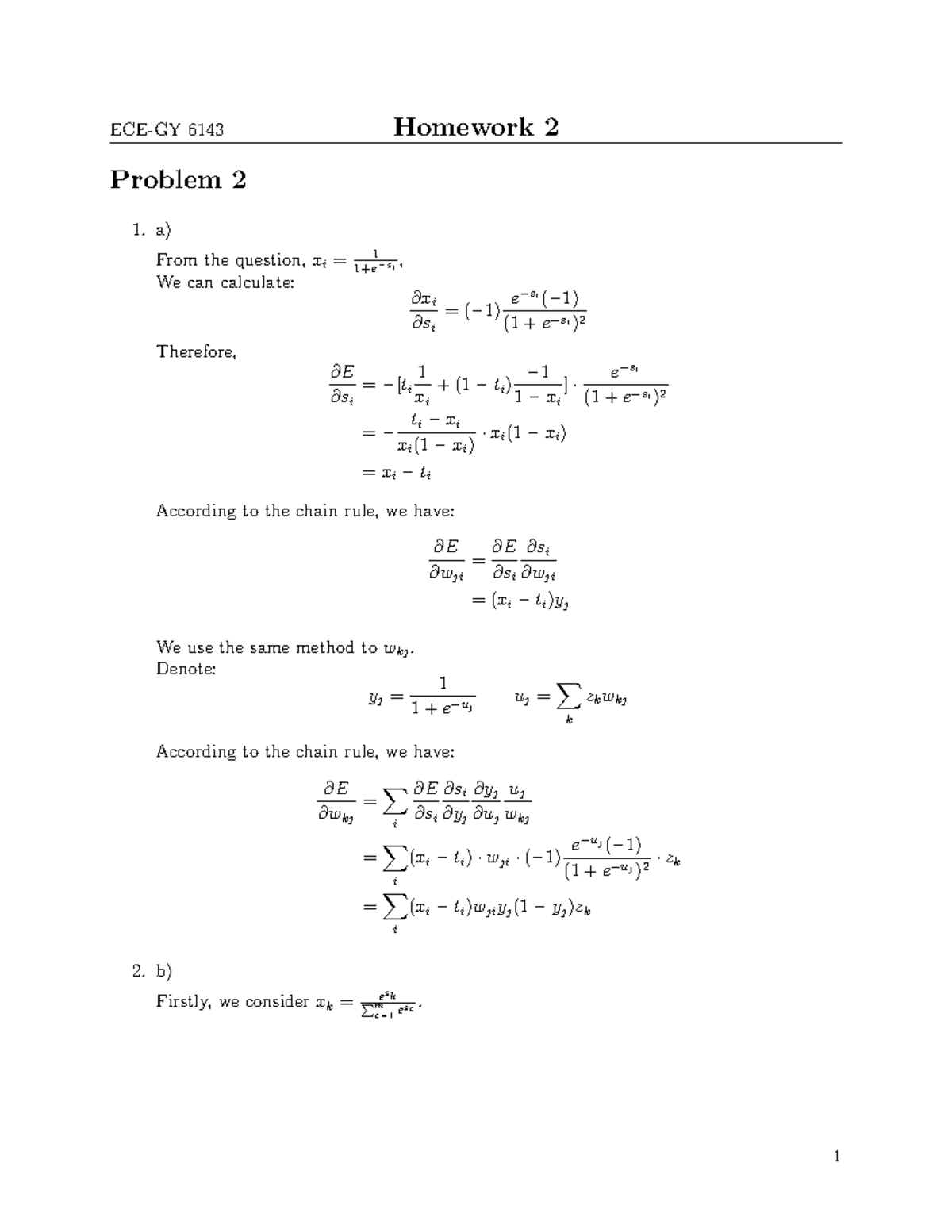 Homework 2 Solution - bfvewjbvwejv - ECE-GY 6143 Homework 2 Problem 2 1. a) 1 From the question ...