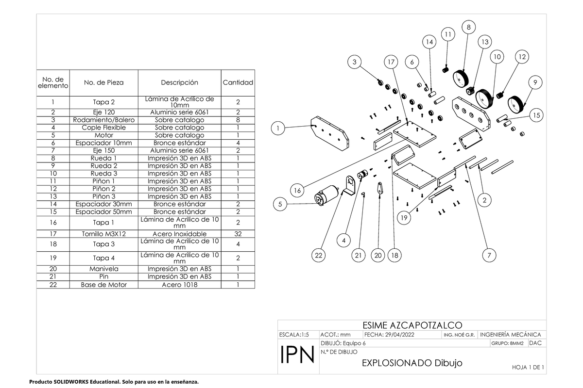 Explosionado del Dibujo 1 - No. de EXPLOSIONADO Dibujo N.º DE DIBUJO ...