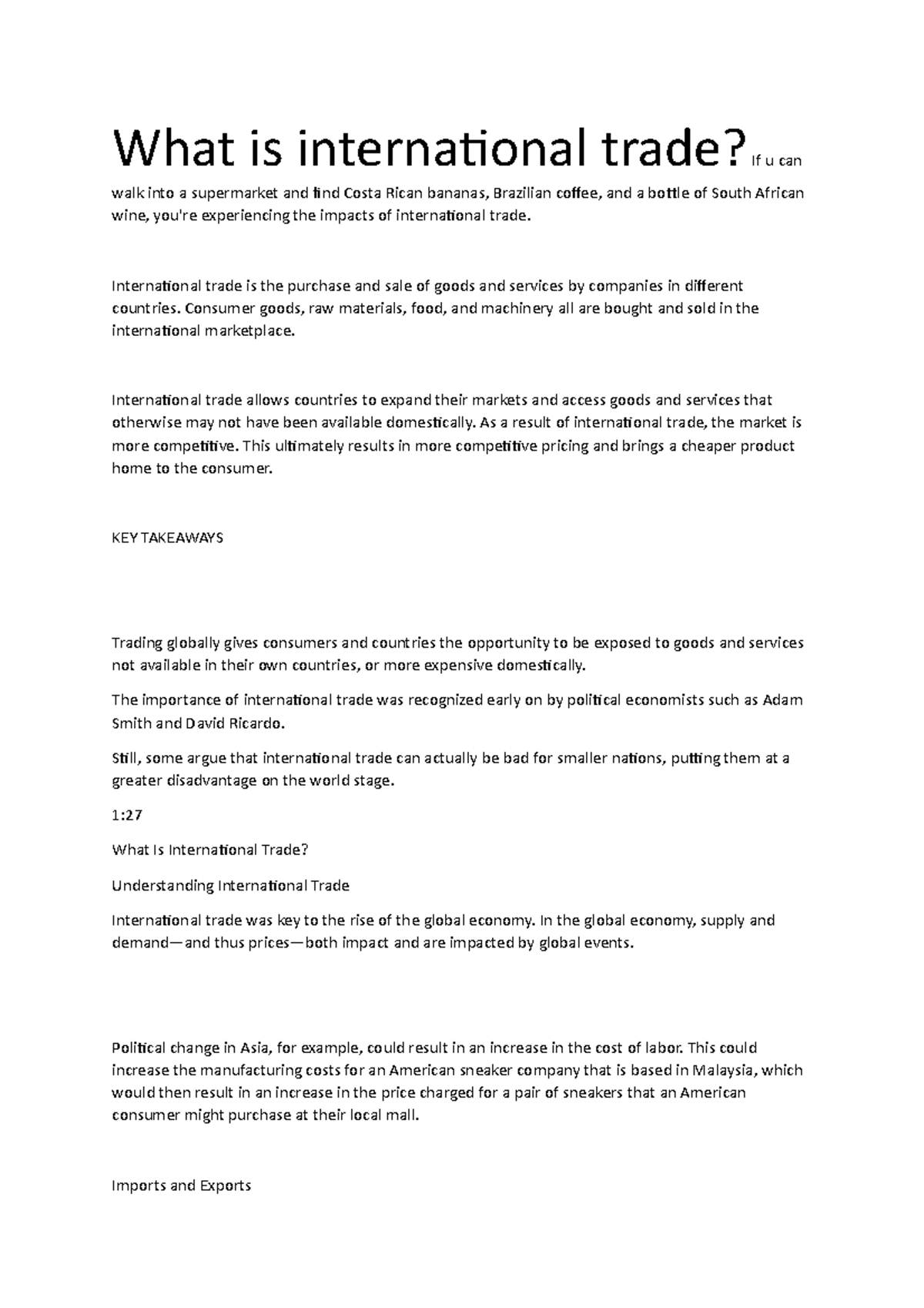 What is international trade - International trade is the purchase and ...