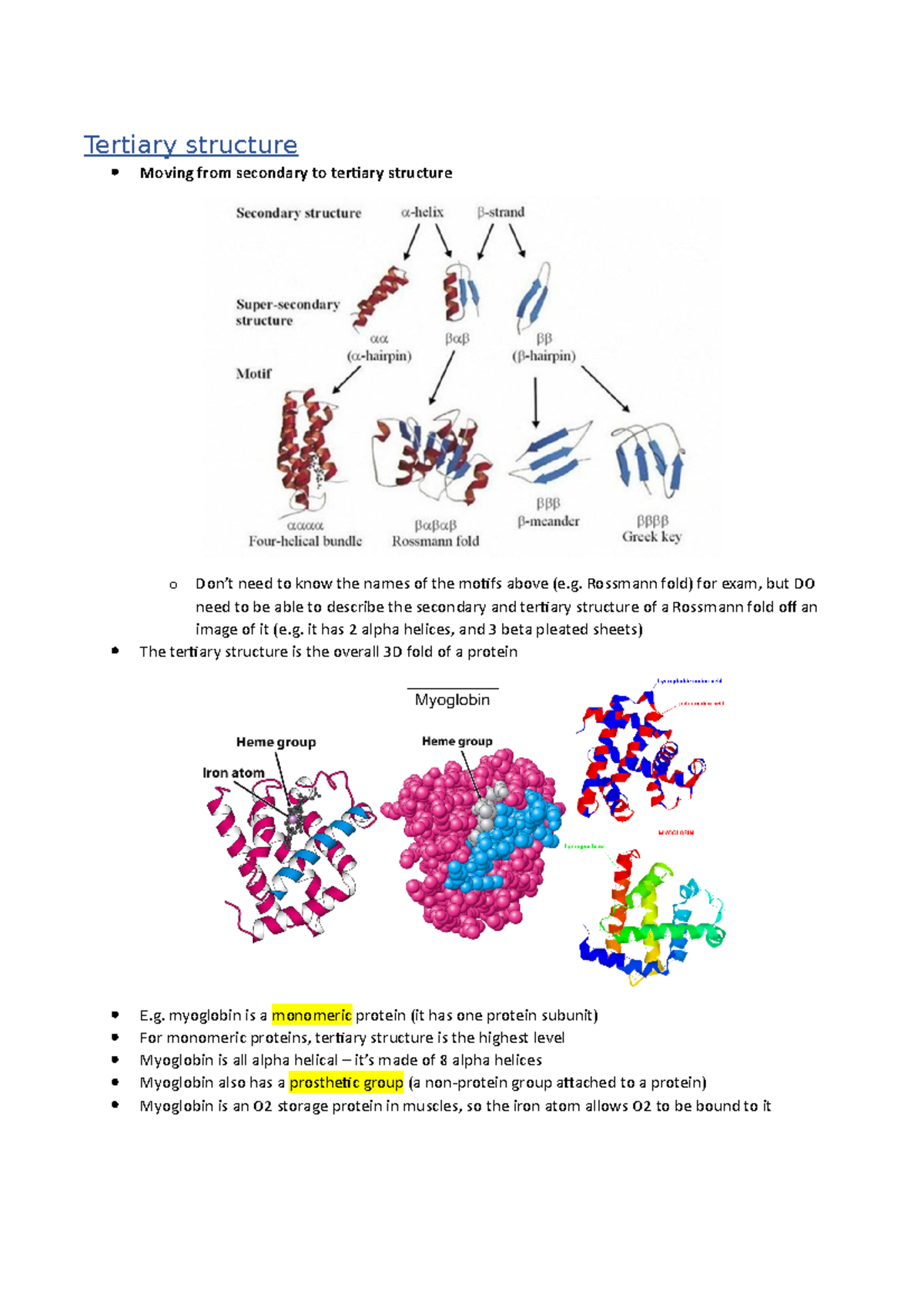 Protein tertiary and quaternary structure - Tertiary structure Moving ...