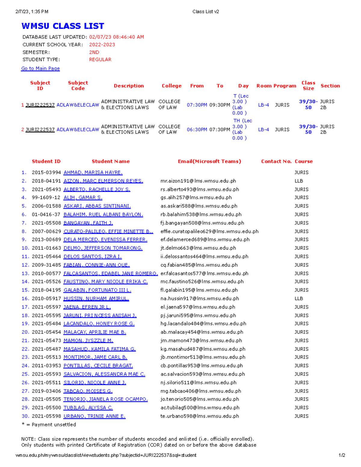 Administrative Law - 2/7/23, 1:35 PM Class List v - Studocu