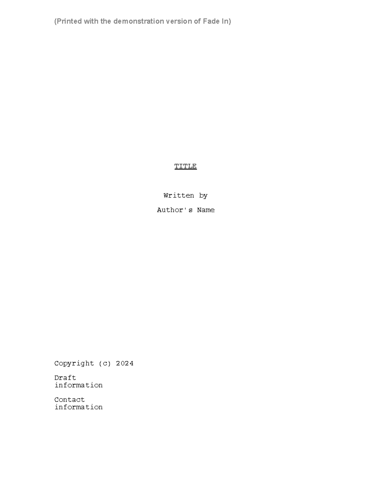 Elevator Scene - wrote a script for final project - TITLE Written by ...
